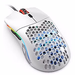 Glorious Gaming Mouse - Model O Minus 58 g Superlight Honeycomb Mouse, RGB Mouse - Matte White Mouse, USB Gaming Mouse
