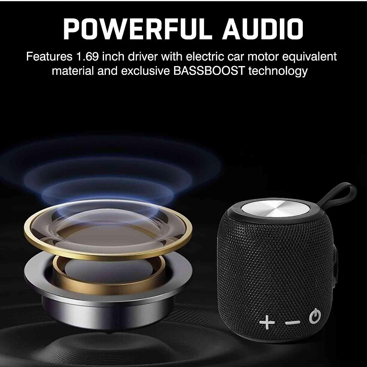 Bluetooth Speaker: Powerful Stereo Sound, IPX7 Waterproof, True Wireless Stereo Pairing, Portable Design, Latest Bluetooth V5.2 - Perfect for Realme 10, Beach, Outdoor, Home, Parties& More - Black