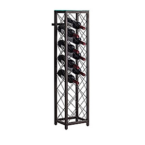 Kings Brand Furniture – Metal with Glass Top Shelf Freestanding Wine Rack Storage Tower - Holds 13 Bottles - Pewter Finish