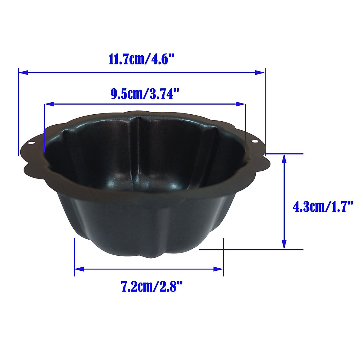 Proshopping Carbon Steel Mini Bundt Cake Pans, 4 Inch Metal Nonstick Fluted Cake Pan, 4Pcs Kugelhopf Mould for Baking Buntcake Bundtlet Bavarois Cupcake Brownie Pudding Tarts - Pumpkin Shaped, Black