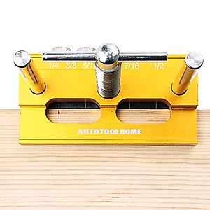 AUTOTOOLHOME Self Centering Doweling Jig Plus 6 inch Widen Wood Dowel Jig Kit Drill Jig for Straight Holes 6 Drill Guide Bushings Set Woodworking Joints Tools