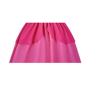 Princess Dress up Costume for Girls with Crown Blue Earrings Gloves Brooch Peach Cosplay Halloween Birthday Party Red-130