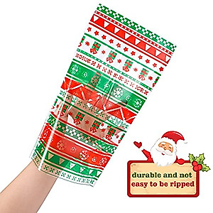 SUPERLELE 170pcs Christmas Cellophane Bags Candy Cookie Storage Christmas Treat Bags with 180pcs Twist Ties Party Favor 5.9x11in 10 Styles