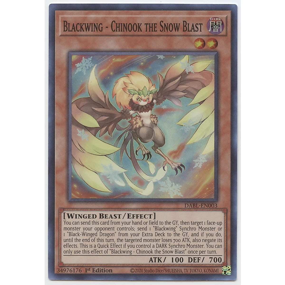 YU-GI-OH! Blackwing - Chinook The Snow Blast - DABL-EN003 - Super Rare - 1st Edition