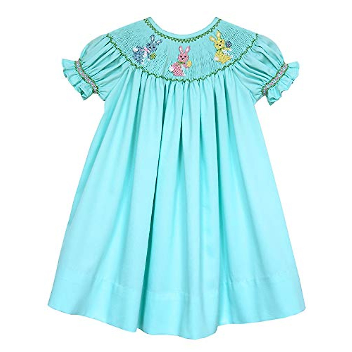 Carouselwear Easter Bunny Girls Smocked Bishop Dress Mint Green 3m Months