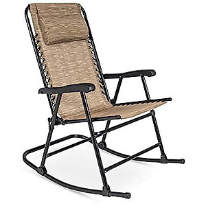 Best Choice Products Foldable Zero Gravity Rocking Mesh Patio Lounge Chair w/Headrest Pillow - Gray