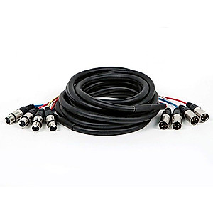 Monoprice 4-Channel XLR Male to XLR Female Snake Cable - 3 Feet - Black/Silver, Metal Connector Housings, Plastic and Rubber Cable Boots