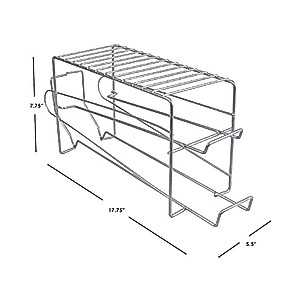 Home Basics Steel Can Dispenser, (Silver) 12 Can Soda Organizer For Refrigerator And Pantry | 2 Tier Can Holder