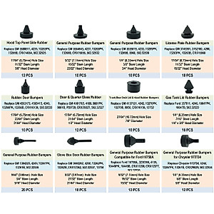 Dsnaduo 160 PCS Black Rubber Bumper Assortment, Automotive Rubber Bumper Stopper, Rubber Stop Bumper Compatible with GM Ford and Chrysler Replace 20030, 8210, fit Many Models