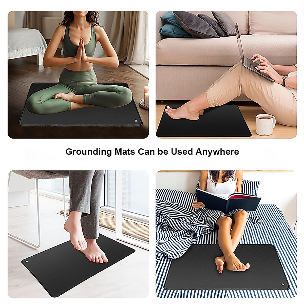 BSKJMMP Grounding Pads for Feet 24'' x 35" Grounding Mat Earth Connected Therapy Mat for Working Relaxing Earth Grounding Sheet for Bed Desk