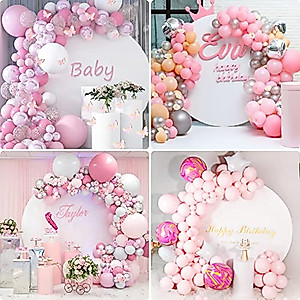 HELAKU White Round Backdrop Cover - 7.2x7.2ft White Circle Backdrop with 2 Backdrop Clips Round Backdrop Background Cover for Birthday Party Baby Shower Wedding Decorations