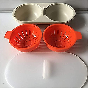 Microwave Egg Poachers Double Cup Egg Boiler Draining Egg Boiler Non-Stick Feature Microwave Ovens Cooking Tools Steamer Kitchen Gadget (1pcs,Green)