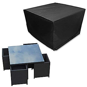 Luck Dawn Patio Furniture Covers, Waterproof & Dust-Proof Outdoor Rectangular Table and Chair Set Cover with Straps Fasteners 47" L x 47" W x 29" H