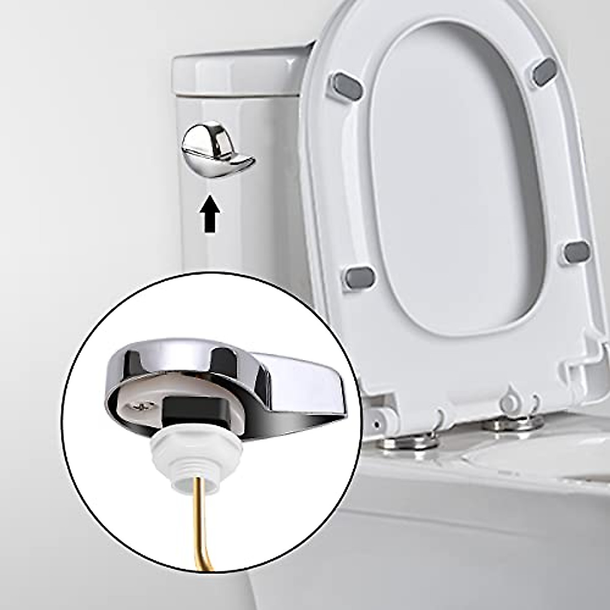 PDFans Toilet Tank Flush Lever Replacement, 2pcs Toilet Handle Replacement Trip Levers, Universal Side Mount Toliet Tank Lever Fits Most Toilets, Chrome Finish