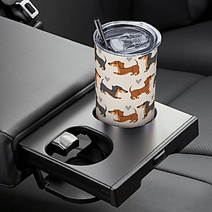 Srucddu Cute Dachshund Dog 20oz Insulated Tumbler With Lid And Straw, 3d Print Vacuum Travel Coffee Mug Stainless Steel Coffee Tumbler Cup Daschund Gifts for Women, Girl, Dog Lover, Dog Mom