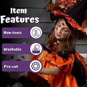 144 Pack Halloween Tattoos for Kids Temporary Pre-Cut Bulk Pack Halloween Themed Tattos Stickers for Face Body Non-Toxic 2" for Halloween Goodie Bag Fillers Classroom Prizes Party Favors by 4E's Novelty