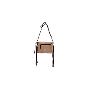 ARIAT Women's Audrey Collection Canvas Flower Fringe Crossbody Bag Handbag, Brown, One Size