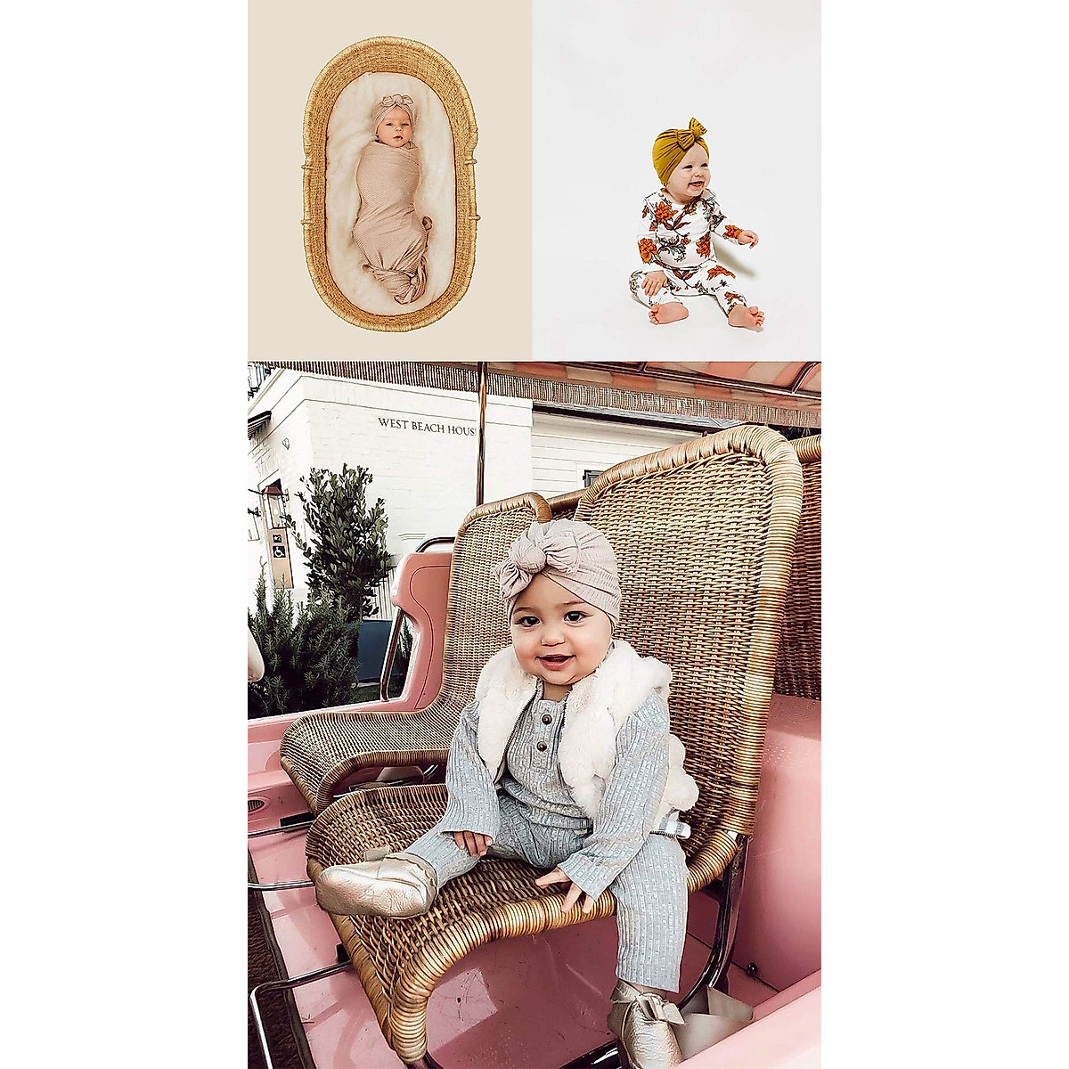 Newborn Baby Toddler Cotton Hat Baby Girl Knotted Hat Cute Donut Soft Turban Bow Cap Set (BHT 8)