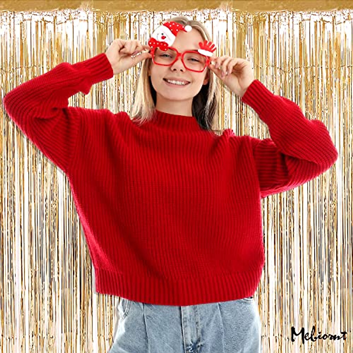 4 Pack Champagne Gold Fringe Curtain Backdrop, 3.2Ft x 9.8Ft Metallic Tinsel Foil Fringe Streamers Curtains Background for Photo Booth Birthday Baby Shower Party Wedding Graduation Decorations