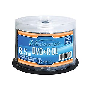 Optical Quantum 8x DVD+R DL Glossy White Inkjet Hub Printable Media
