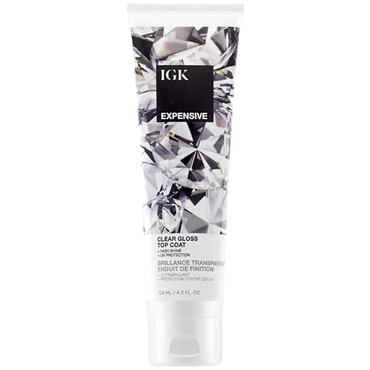 IGK EXPENSIVE Clear Gloss Top Coat, expensive hair gloss, expensive hi-shine gloss treatment, amla oil hi-shine topcoat glaze, glazed donut hair 4.2 Oz