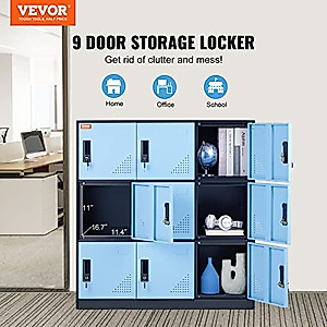 VEVOR 9 Doors Storage Cabinet, Black-Blue
