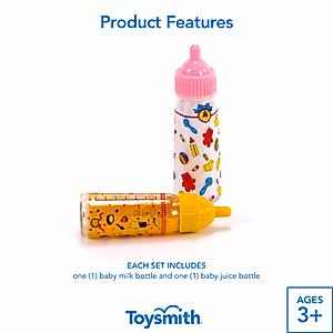 Toysmith My Sweet Baby, Magic Baby Bottle Set, Two Bottles, For Boys & Girls Age 3+