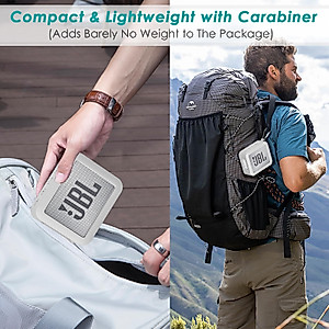 GeeRic Silicone Carrying Case Compatible with JBL GO 2, Portable Stand Up Skin Cover for Outdoor Bluetooth Speaker with Carabiner, Gray