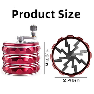 2.5 Inch Hand Crank Grinder, Potable Large Grinder With Clear Top Cover, Best Gift(Red)