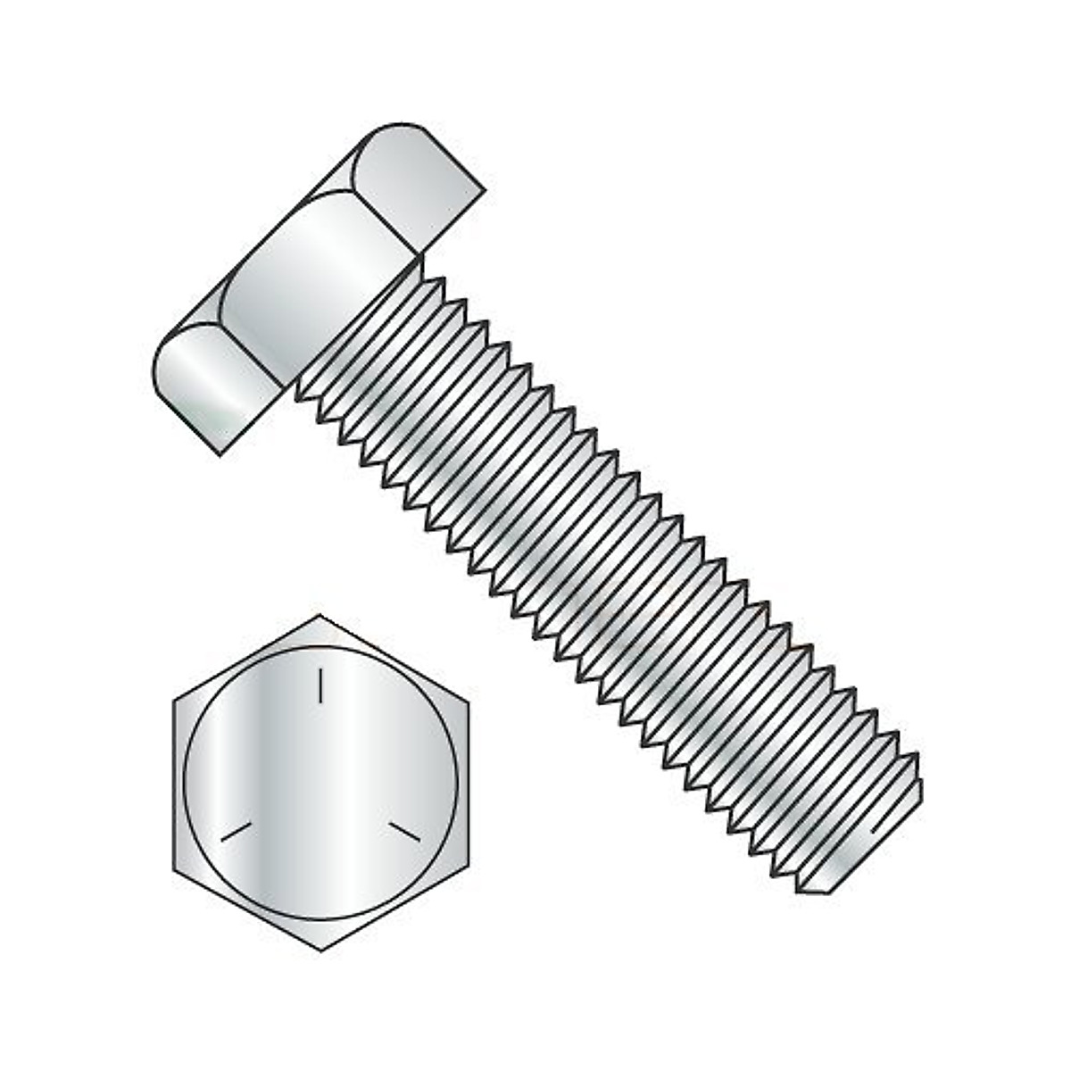 1/2 x 4 Fully Threaded Hex Tap Bolt Grade 5, Zinc Plated Steel (Quantity: 180) Coarse Thread, 1/2-13 x 4