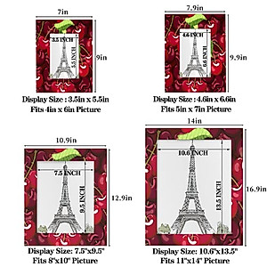 Red Cherry 4x6 Picture Frame, Fruit Pattern Wooden Photo Frames for Tabletop and Wall Display, Picture Frame Home Office Decor