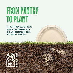 100% Compostable Oval Paper Plates [50-Pack] - {PFAS-Free} - {BPI Certified} - [10 Inch] Heavy Duty, Eco-Friendly, Biodegradable Bagasse Dinner Platters - Natural Brown 10" Oval Plates by Stack Man