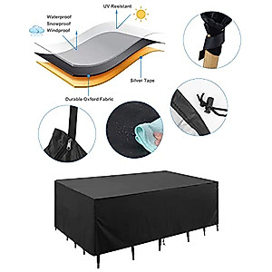 SOUKAHU Patio Furniture Set Cover Outdoor Sectional Sofa Set Covers, Outside Table Cover Waterproof Rectangle, Waterproof Patio Table and Chair Cover 83.5× 52× 29Inch
