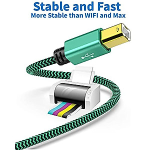 USB Printer Cable USB A to B Cable, 16 FT USB 2.0 B Cable Nylon Braided High-Speed Printer Cord Compatible with Hp, Canon, Brother, Samsung, Dell, Epson, Lexmark, Xerox