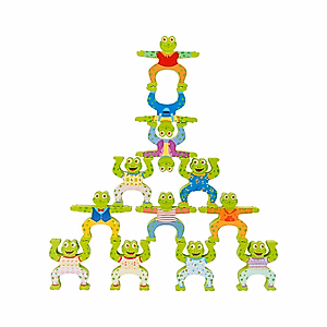 BESTING Balancing Stacking Blocks Frog Blocks Children's Educational Balance Wooden Stacking Acrobatic Interlock Decompression Preschool Toys Balancing Games (HJ012)