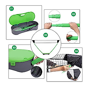 FBSPORT Portable Badminton Net Set with Storage Base, Folding Volleyball Badminton Net with 2 Badminton Rackets 2 Shuttlecocks 10x5 ft Net, Easy Setup for Beach Backyard Combo Set Sport Games