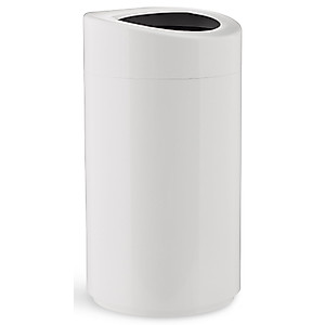 Safco Open-Top Modern Trash Can, Durable & Puncture-Resistant Stainless Steel, 14 Gallon, White