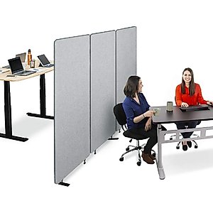 Stand Steady ZipPanels Office Partition | Room Dividers | Three Zip Together Panels Provide Privacy and Reduce Ambient Noise in Workspace, Classroom and Healthcare Facilities (Light Gray / 3 Panels)