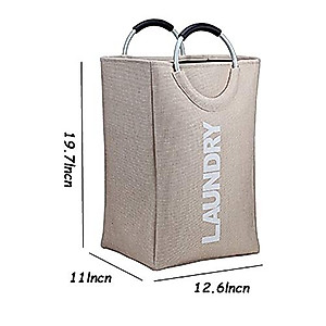 FROPACKZO 45L Collapsible Storage Laundry Hamper Folding Laundry Baskets laundry bag, With Metal handle, Bedroom Storage Toys Clothing Organization (Color : Beige)