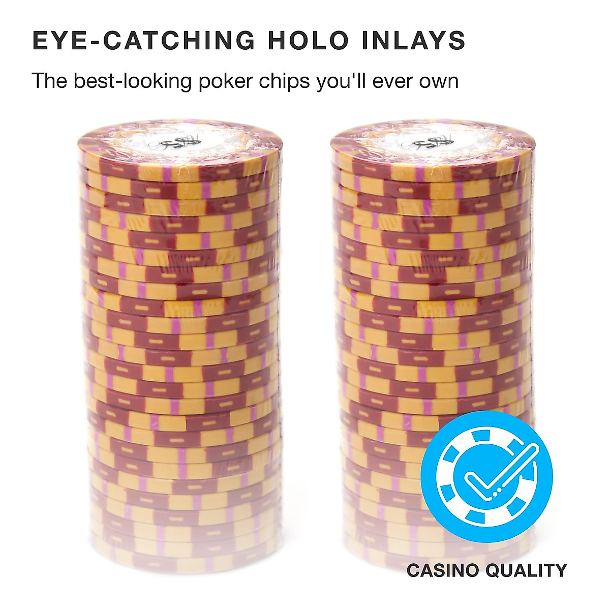 Brybelly Monte Carlo Premium Poker Chips (50-Pack) Heavyweight 14-Gram Clay Composite ($5 Red)