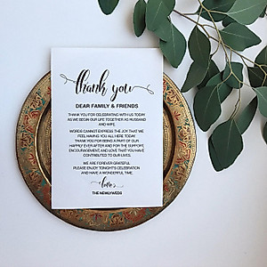 50 Wedding Reception Thank You Cards, Thank You Placecards for Weddings, Receptions, Rehearsals, Dinner Parties, Events, and Celebrations, Menu Place Setting Card Notes - Placement Thank You Notes.
