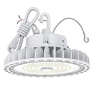 HYPERLITE High Bay Led Lights 100W 13,500LM (135lm/w) 4000K CRI>80 1-10V Dimmable 5' Cable with 110V Plug Hanging Hook Safe Rope UL Listed High Bay Led Light for Warehouse Gym Workshop