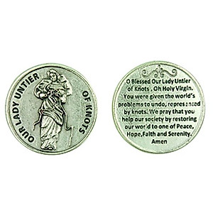Lumen Mundi Blessed Virgin Mary Our Lady Untier of Knots Pocket Token with Prayer Back