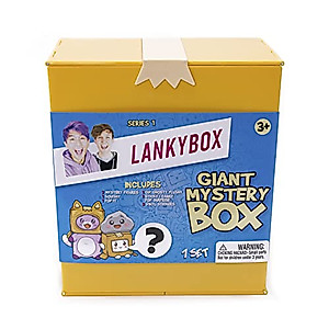 LankyBox Giant Mystery Box: Wearable Boxy case, 2 Figures, one 6” Glow-in-The-Dark Plush, a Squishy , pop-it Fidget Toy, Canny with pop-Out Sticky, and 3 Stickers