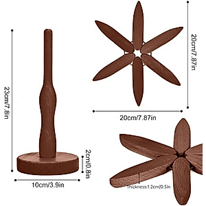 Wooden Tree Coasters, Wooden Trivets for Hot Dishes,Walnut Tree Shape Table Insulation Mat Set for Hot Pots and Pans Heat Resistant Pads for Kitchen Counter (Walnut, M, 3 Wooden Trivet + 1 Stand)