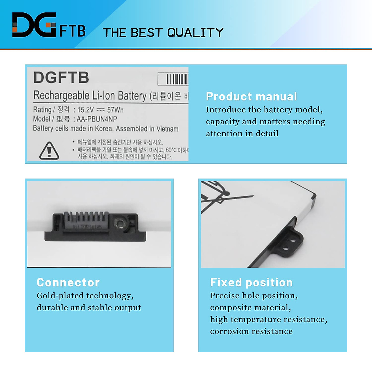 DGTEC New AA-PBUN4NP Laptop Battery for Samsung NP940Z5J NP940Z5L NP940Z5L-X01US NP940Z5L-X03US NP940Z5L-S03US Series BA43-00374A 4ICP6/60/80 (15.2V 57Wh/3780mAh)