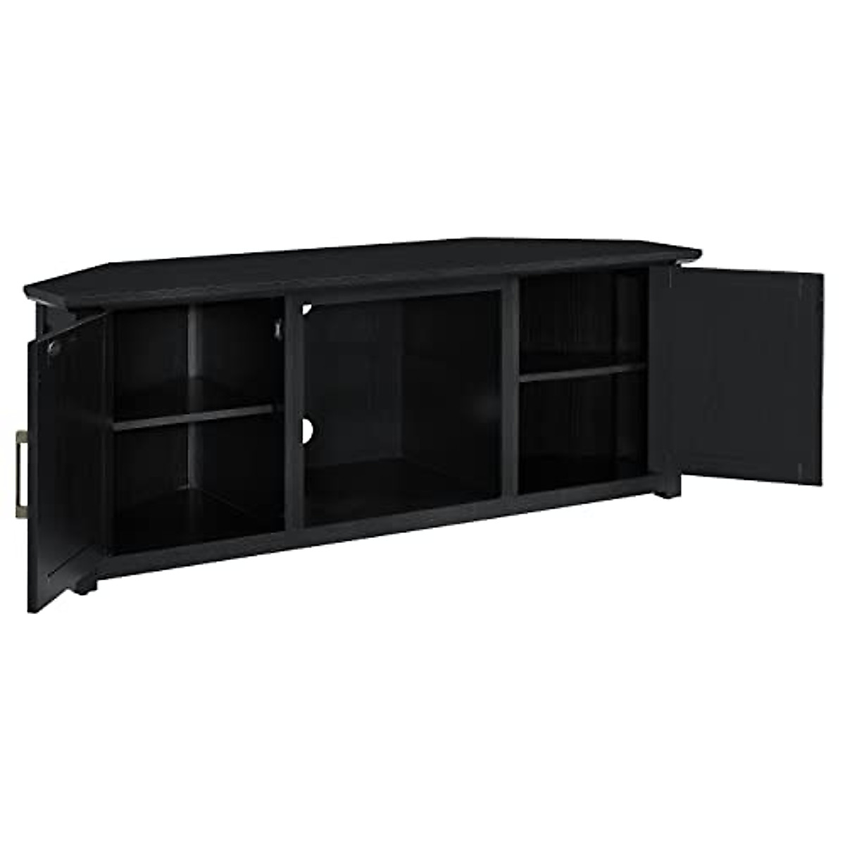 Crosley Furniture Camden Corner TV Stand for 65+ inch TVs, Entertainment Center with Storage Shelves, Black