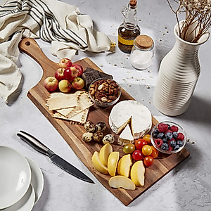 Denmark Tools for Cooks Artisan Acacia Serving Collection- Wood Cutting Chopping Board Platter Tray, 2 Piece Rectangular Footed Charcuterie/Cutting Boards