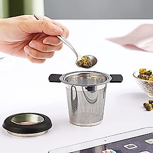 Kyraton Tea Infuser for Loose Tea, Stainless Steel Loose Leaf Tea Steeper Strainer, Coffee Infuser Fine Mesh Filters with Large Capacity Double Handles for Hanging on Teapots, Mugs, Cups