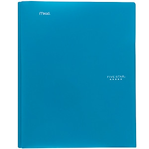 Five Star 2 Pocket Folders, 4 Pack, Plastic Folders with Prong Fasteners, Holds 11” x 8-1/2”, Tidewater Blue, White, Amethyst Purple, Harvest Yellow (38136)